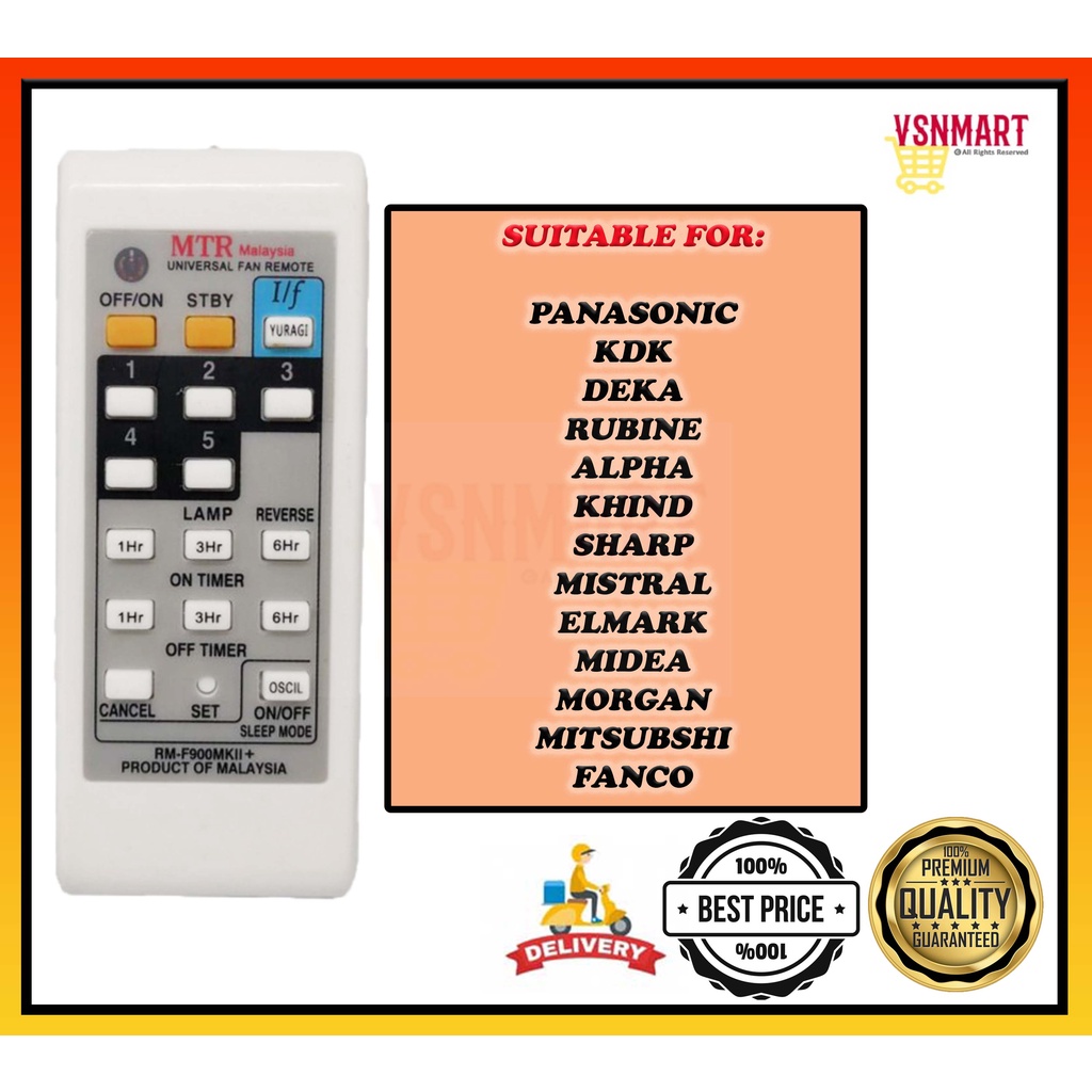 Universal Fan Remote Control For Brand KDK,PANASONIC, ELMAK, WINTER ...