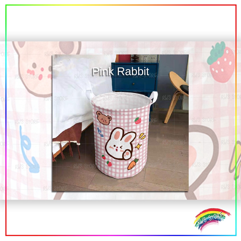 Cylinder Cartoon Clothes Basket 圆柱形卡通脏衣收纳篮 Bakul Pakaian Kartun ...