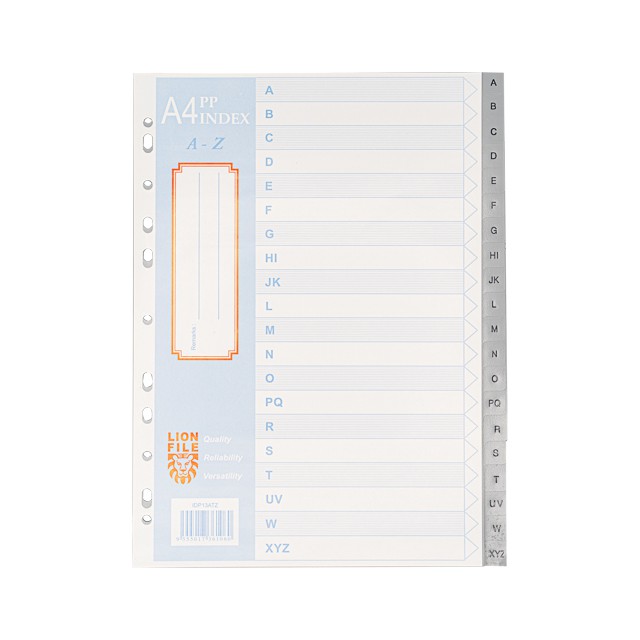 LION FILE PP Grey Index Divider A-Z (20 Tabs) | Shopee Malaysia