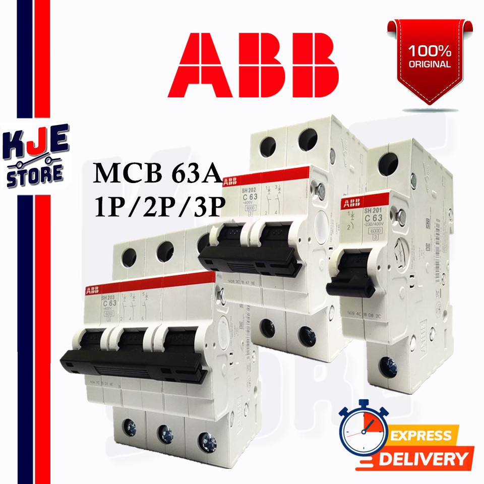 ABB MCB 1P/2P/3P [ SH201-C-63A / SH202-C-63A / SH203-C-63A ] [6kA] [63A] [Ready Stock] | Shopee ...