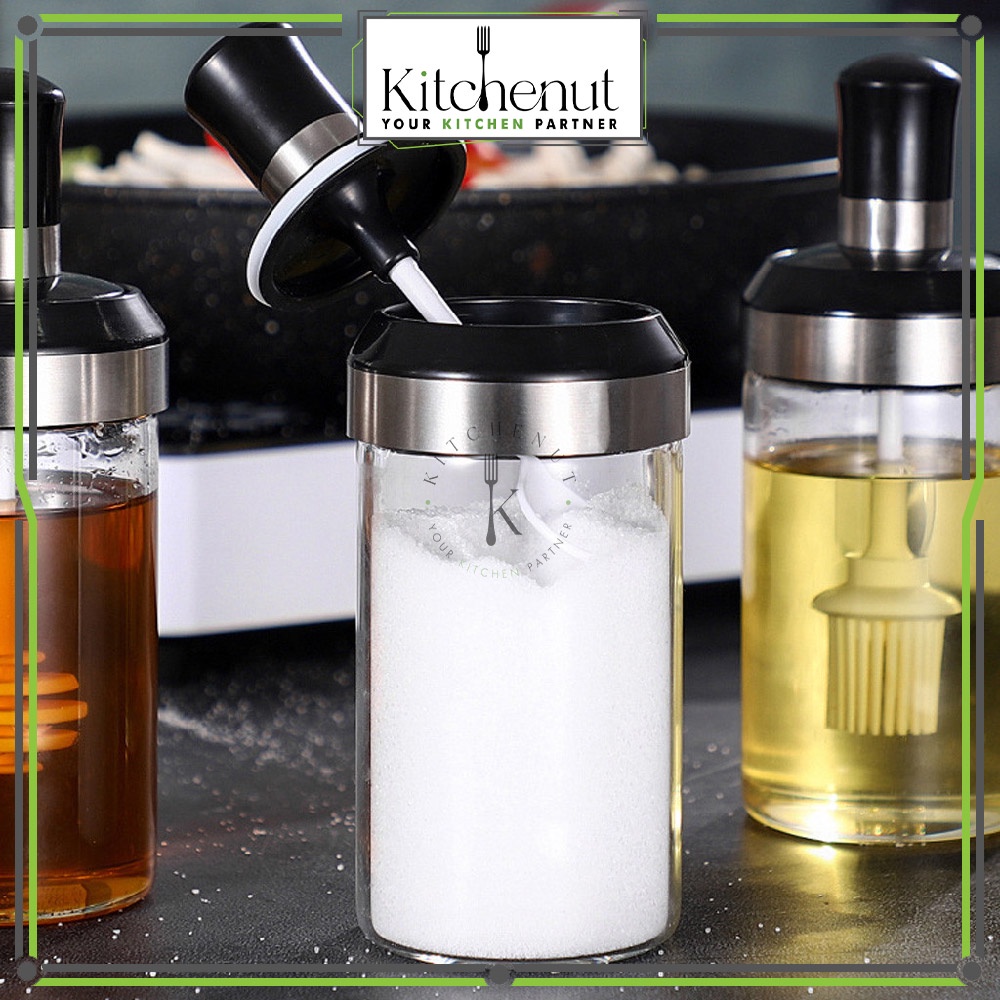 Kitchenut Airtight Transparent Glass Seasoning Condiment Bottle Jar ...
