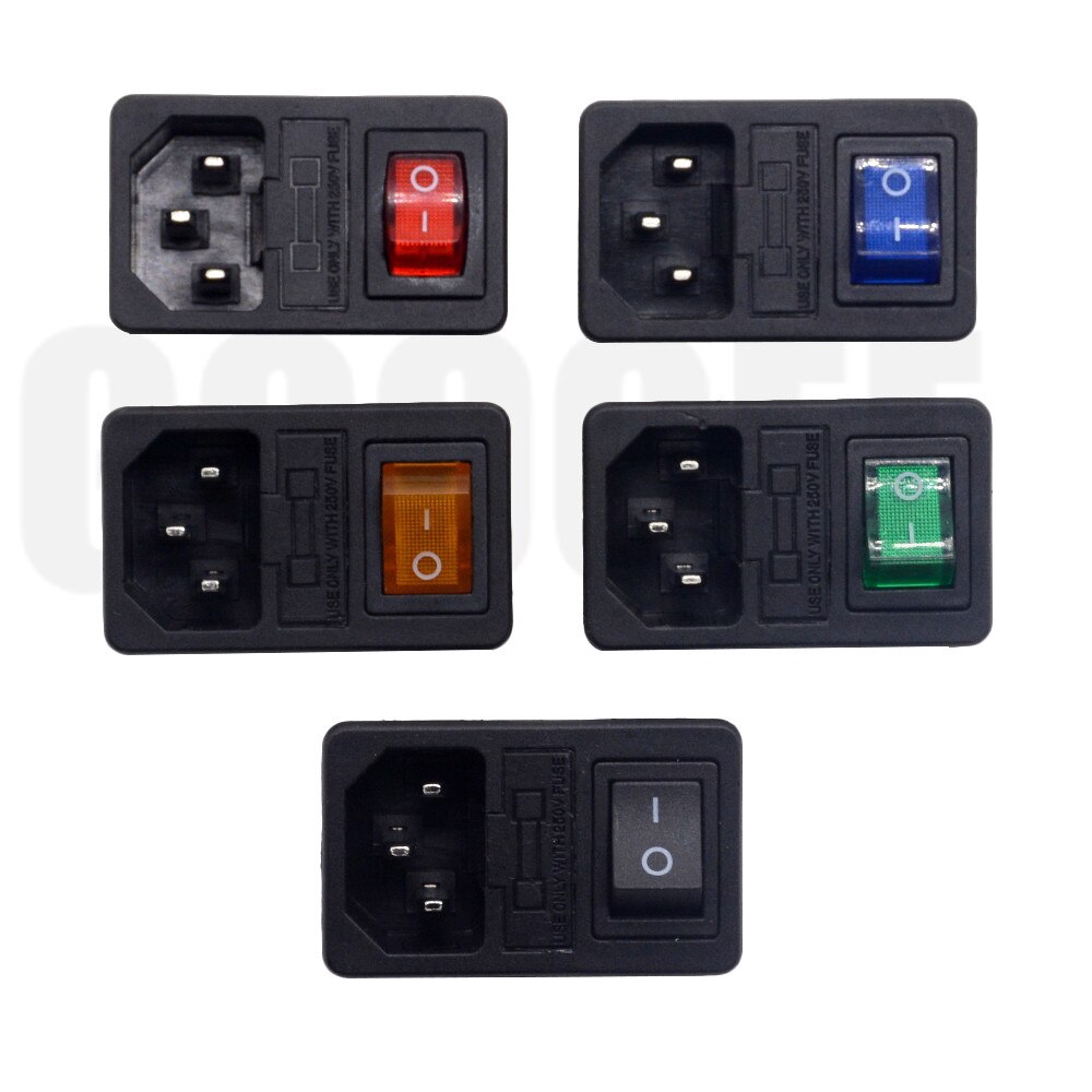 Red Rocker Switch Fused IEC320 C14 Inlet Power Socket Fuse Switch ...
