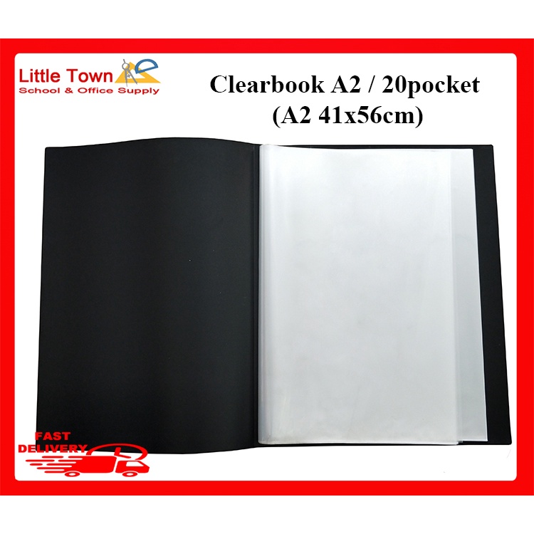 Clear book non-refillable presentation display book BLACK 20 pockets ...