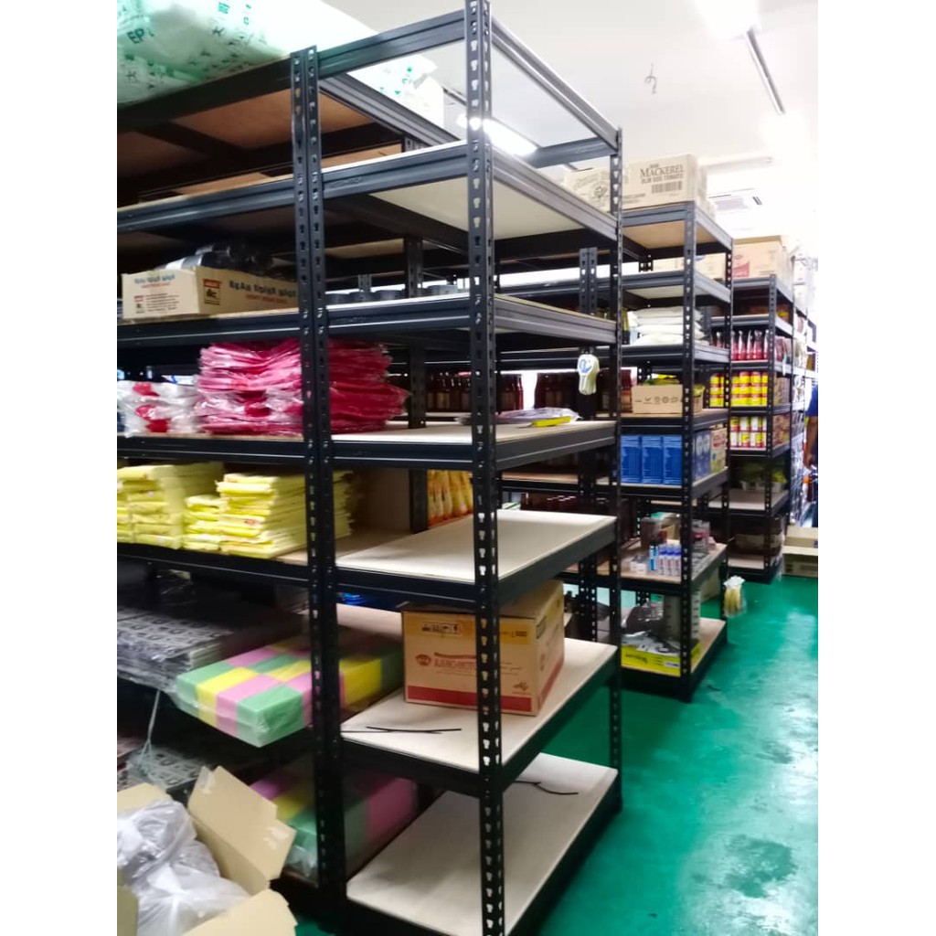 Heavy Duty Boltless Rack - 4 Levels - Black Series | Shopee Malaysia