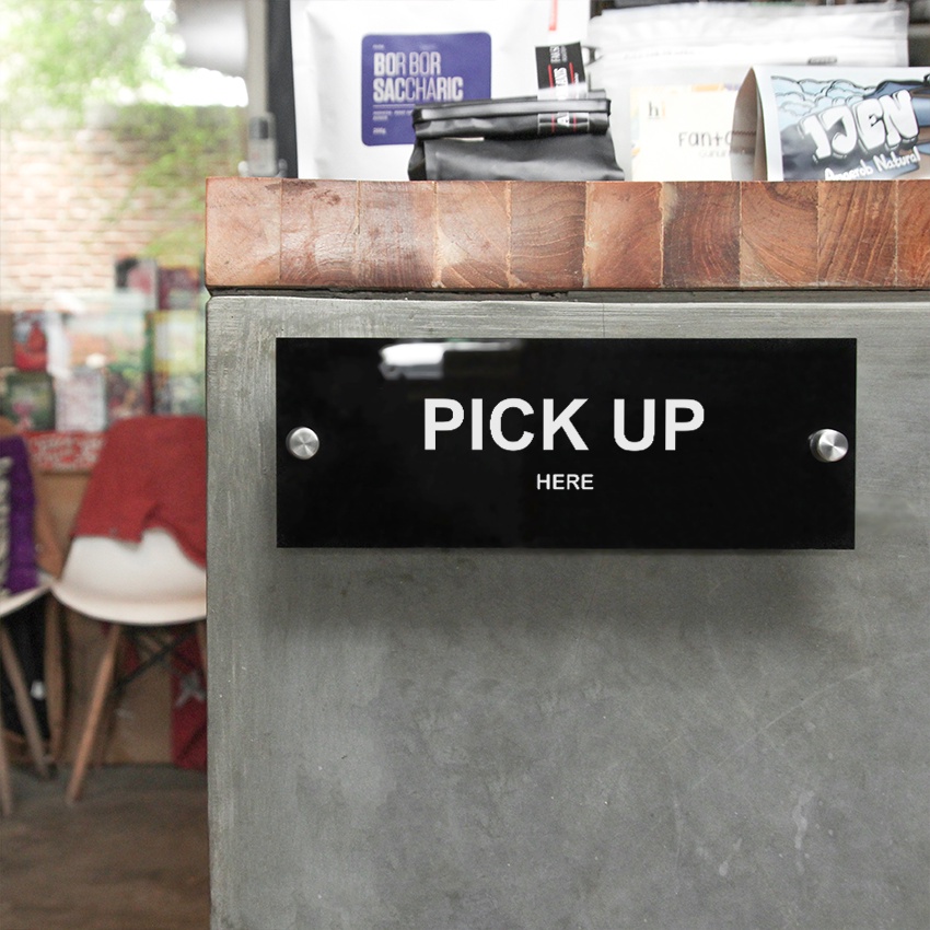 HITAM Pick Up Sign Board Here - Black Acrylic Pin 8x22 cm | Shopee Malaysia