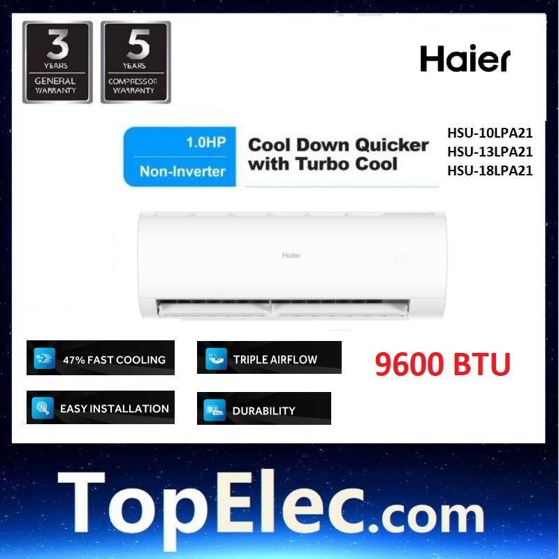 Haier 1HP, 1.5HP & 2HP Non Inverter Air Conditioner HSU-10LPA21 HSU ...