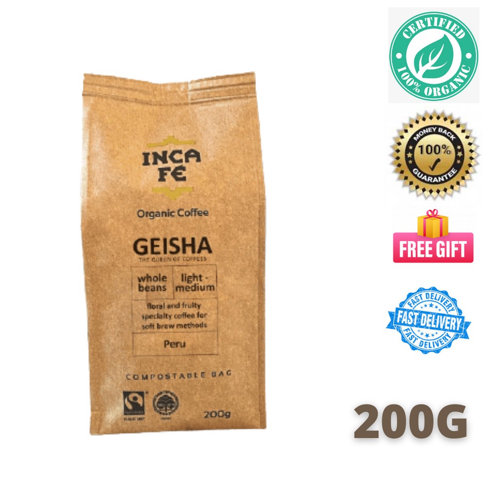 ORGANIC COFFEE Inca Fe Geisha 200g - Whole Bean | Shopee Malaysia