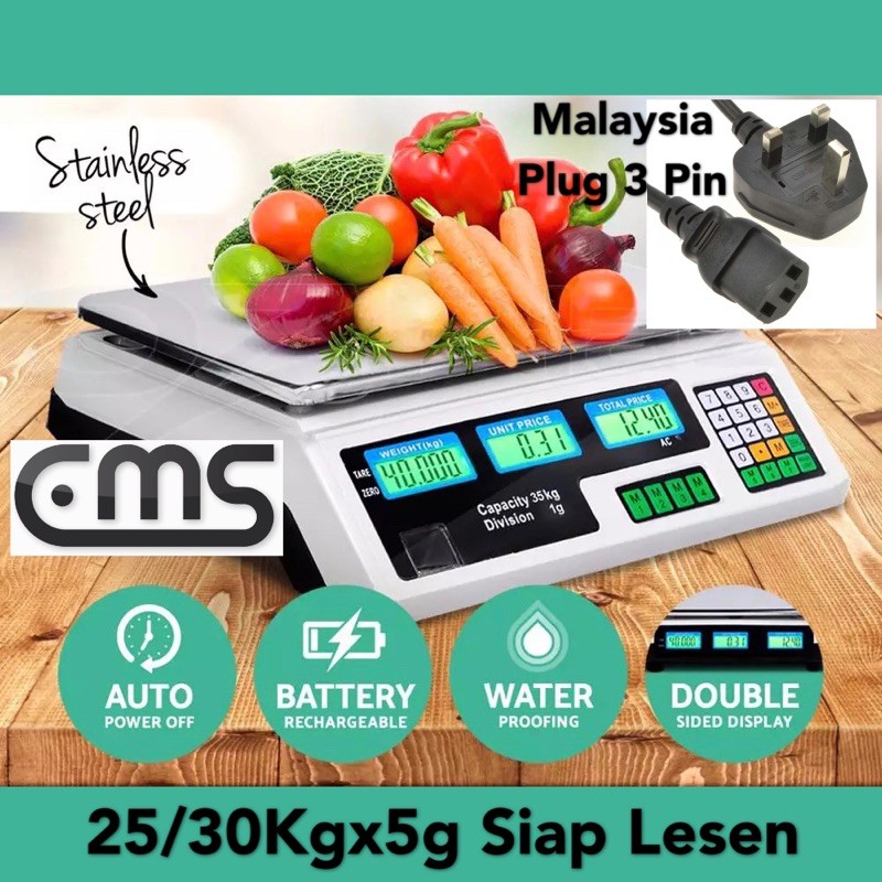25Kg/30Kgx5g Timbang Digital (LCD/LED) Siap Lesen/Digital Scale (LCD ...