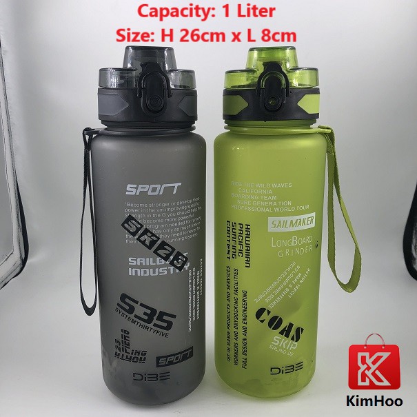 READY STOCK KIMHOO COLORFUL TRANSPARENT SPORT DRINKING WATER BOTTLE 1000ML | Shopee Malaysia