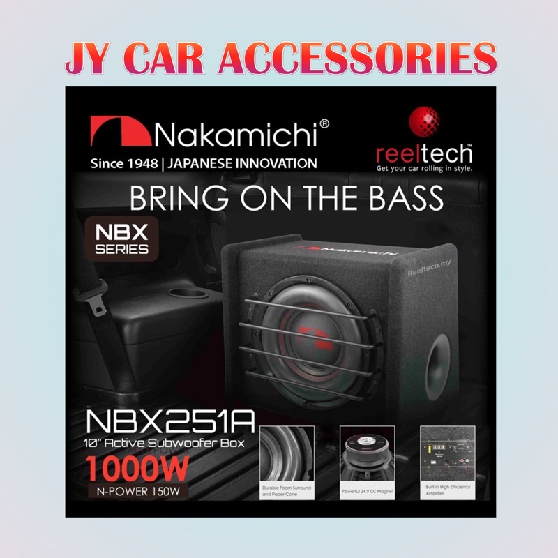 Nakamichi NBX251A - 10" Active Subwoofer Box | Car Subwoofer Box | Subwoofer Box Kereta | Woofer ...