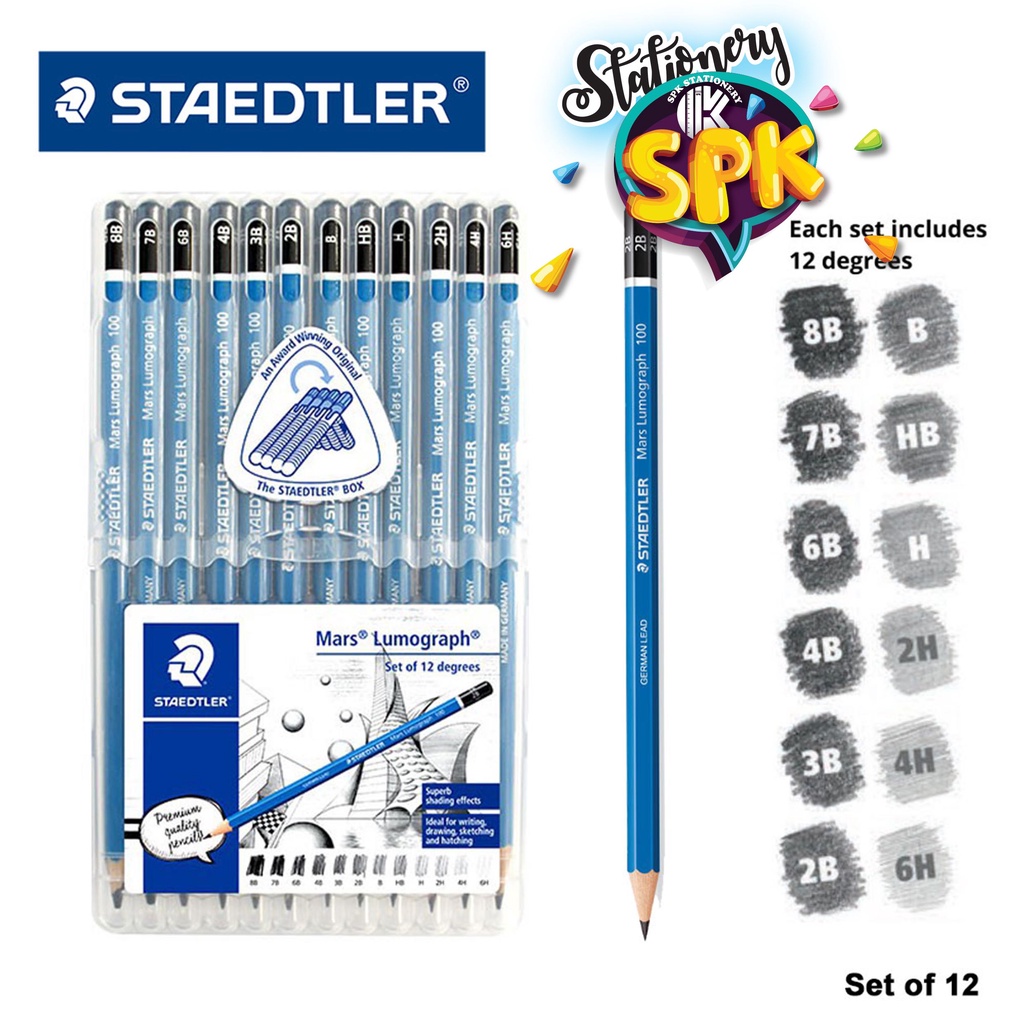STAEDTLER MARS LUMOGRAPH SET OF 12 DEGREES -SPK | Shopee Malaysia