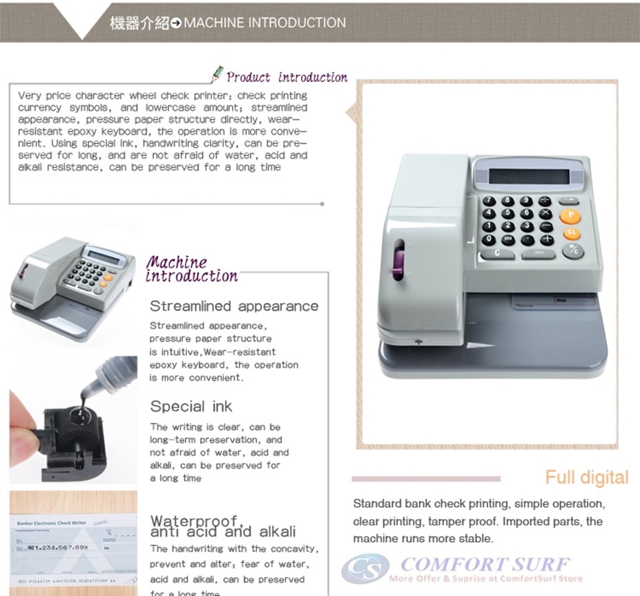 Multi Currency Cheque Writer MCEC-310 Check Writer Cheque Printer ...