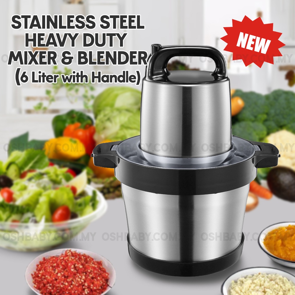 STAINLESS STEEL HEAVY DUTY MIXER & BLENDER 6L Pengisar Daging Food ...