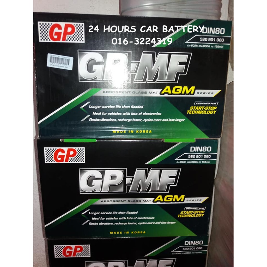 GP MF AGM DIN 80 / 580 901 080 START STOP CAR BATTERY | Shopee Malaysia