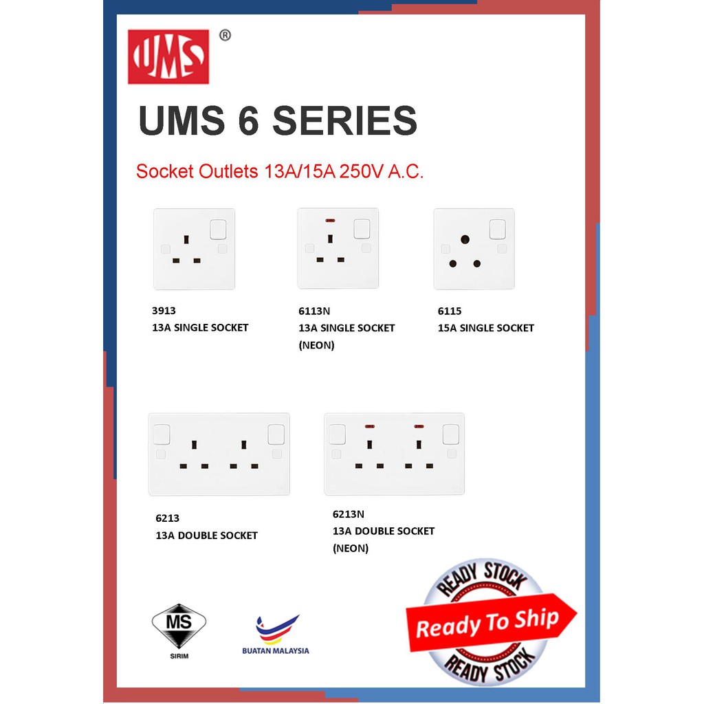 UMS 6 Series Sockets (Made in Malaysia & Sirim Approved) Ready Stock ...