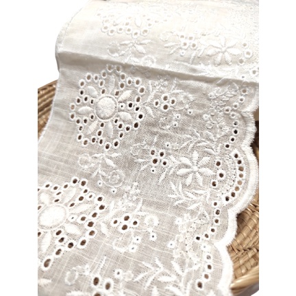 145MM Embroidery Cotton Lace Border Lace Sewing Fabric Off White Baju ...
