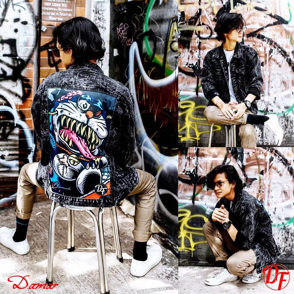 Pay ON DELIVERY - Sandwash DENIM jacket with One Piece & Doraemon Anime ...