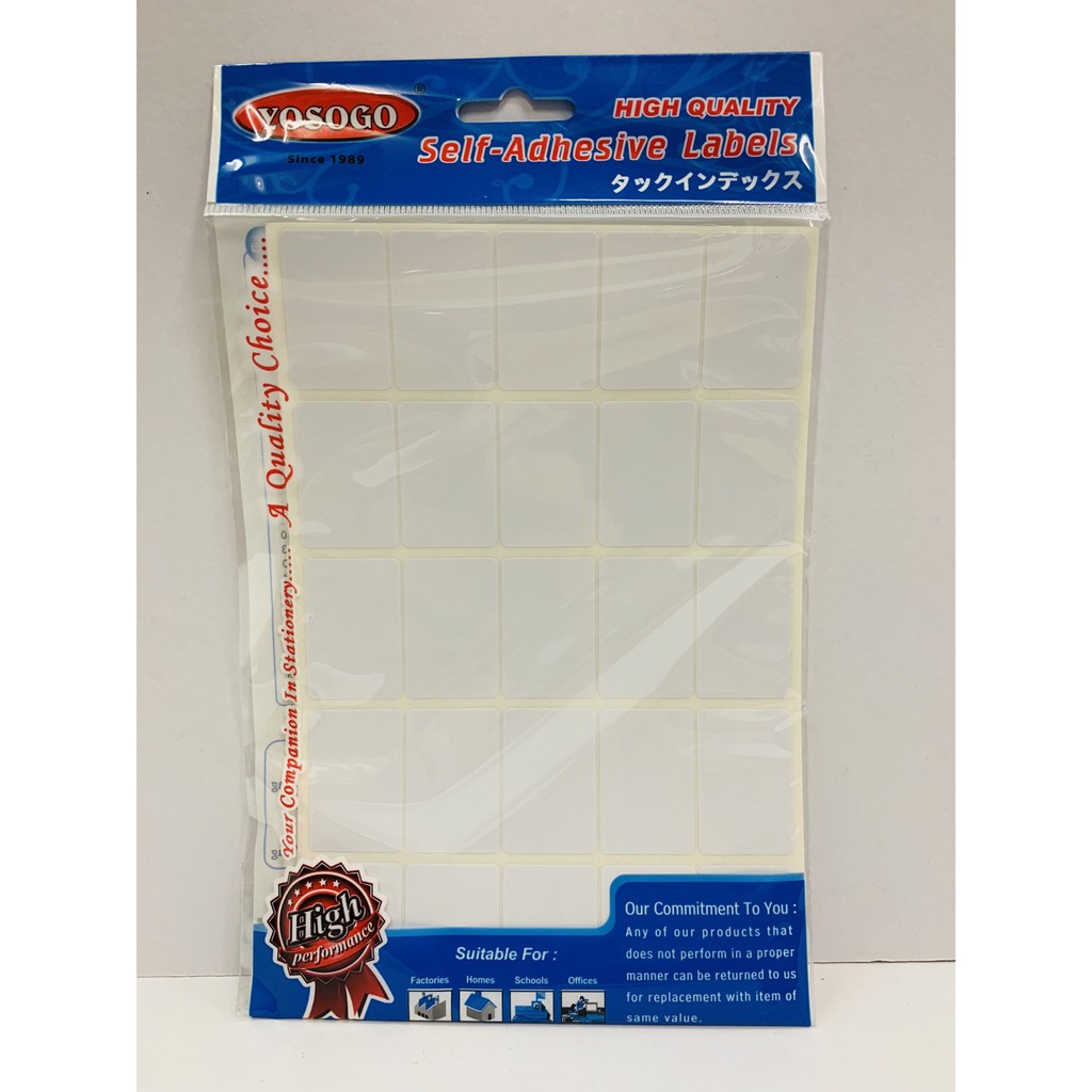 *HIGH QUALITY* YOSOGO SELF ADHESIVE LABEL STICKER-WHITE COLOUR (20 ...