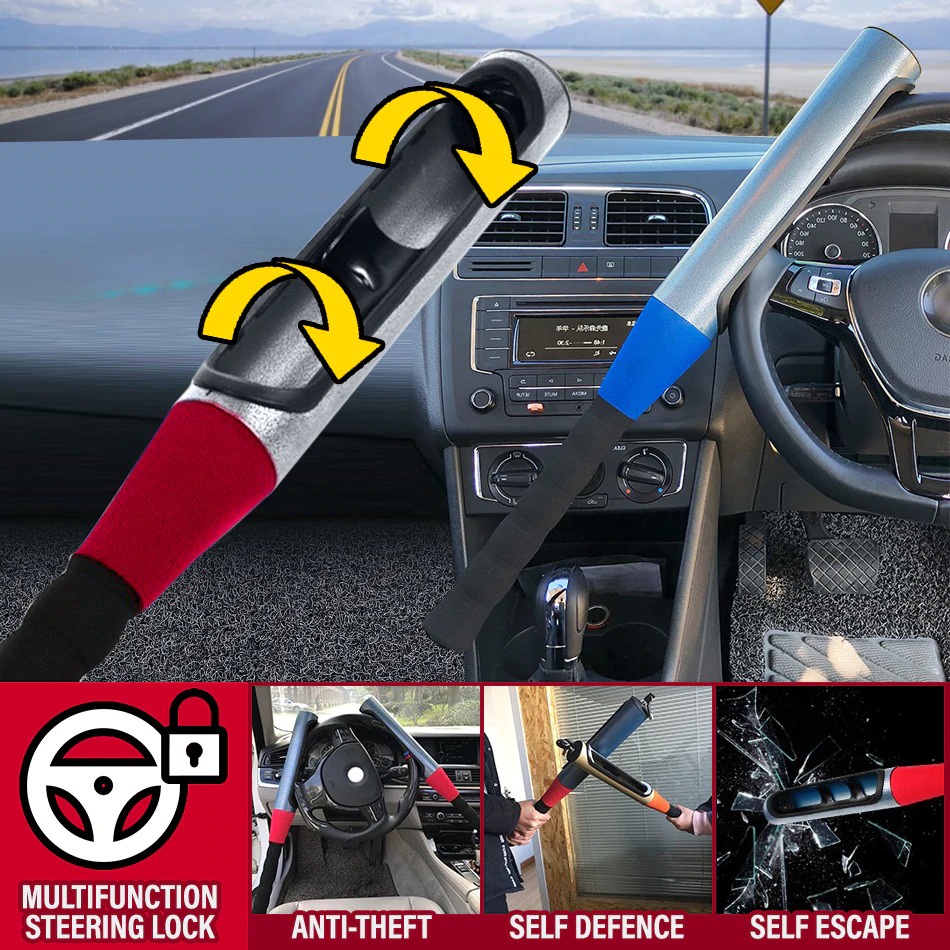 Arjoie Baseball Bat Design Car Steering Wheel Handlebar Anti Theft Lock ...
