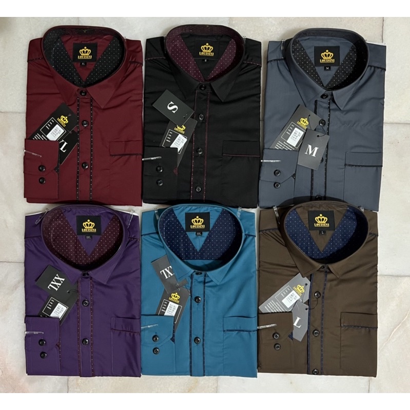 (S-2XL) LOUISINI BIG SIZE OFFICE WEAR SHORT SHIRT S-2XL | Shopee Malaysia