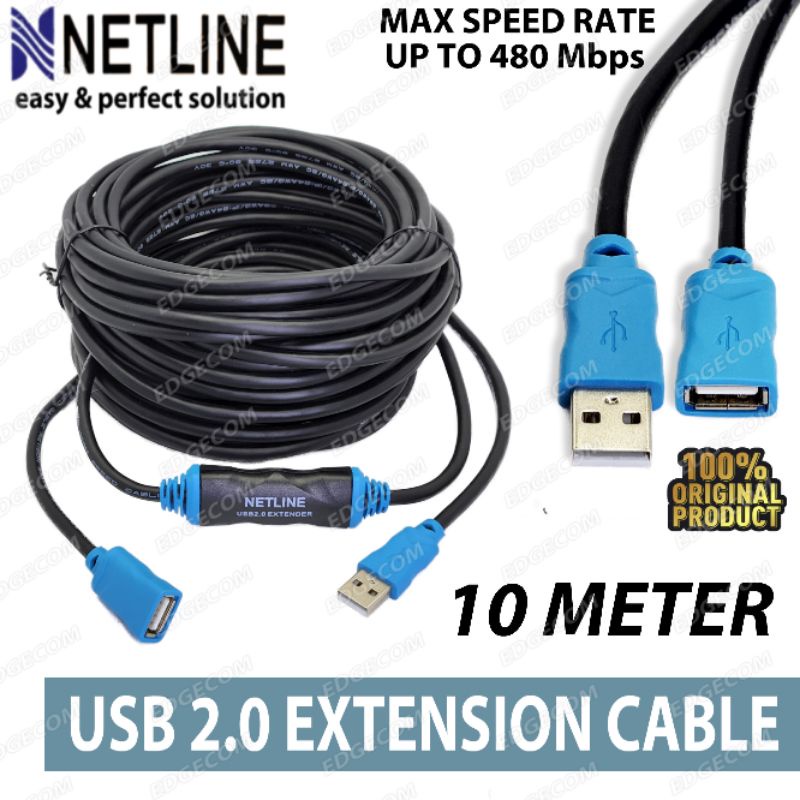 Netline USB 2.0 Cable/USB 3.0 Active Extension/10 Meter Active Extender ...