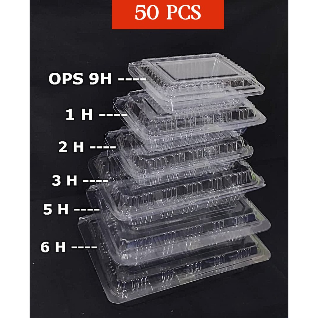 OP-9,1,2,3,5,6H, Disposable Plastic Clear Food Box Container / Bekas ...
