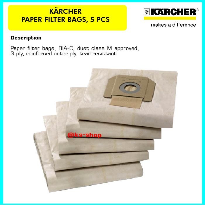 Karcher Paper Filter Bags For NT 70/2 Prof Vacuum Cleaner | Shopee Malaysia