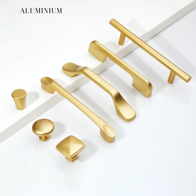 2Pcs Pearl Gold Cupboard Cabinet Door Handle Aluminium Alloy Kabinet ...