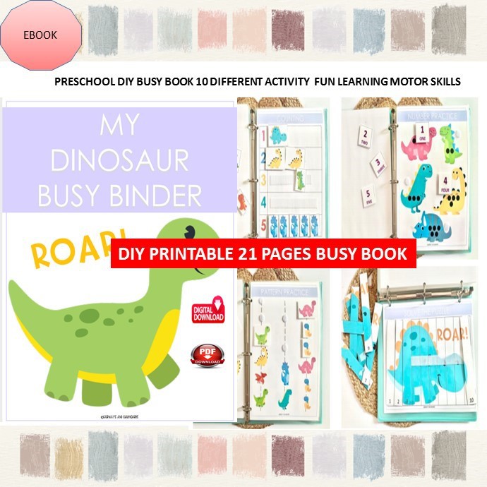 Toddler Preschool DIY Dino Busy Book 10 Different Activity Fun Learning ...