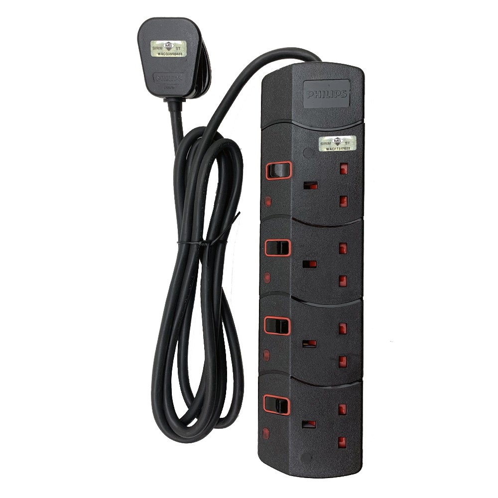 Philips 4 Gang Socket Individual Switch Extension Socket Heavy Duty ...