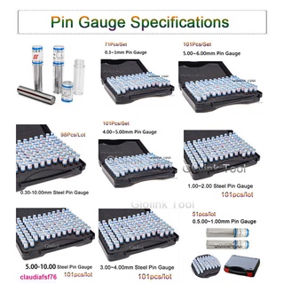 1.00~2.00mm Precision Steel Pin Gauge 1.00~2.00 step 0.01mm Smooth Plug Gauge Hole Gauge set pin ...