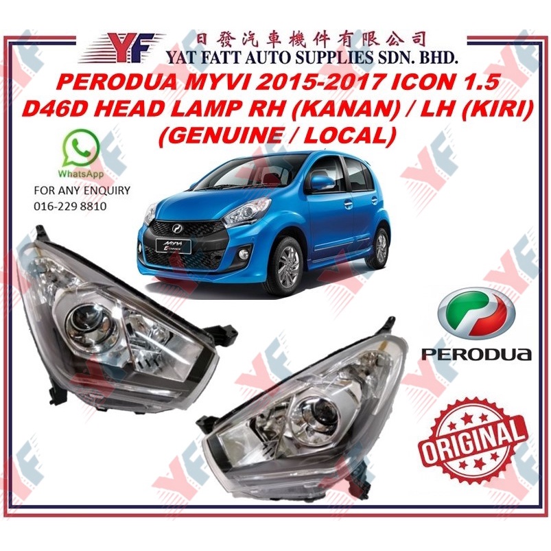 PERODUA MYVI 2015 ICON 1.5 D46D HEAD LAMP RH (KANAN) / LH (KIRI ...