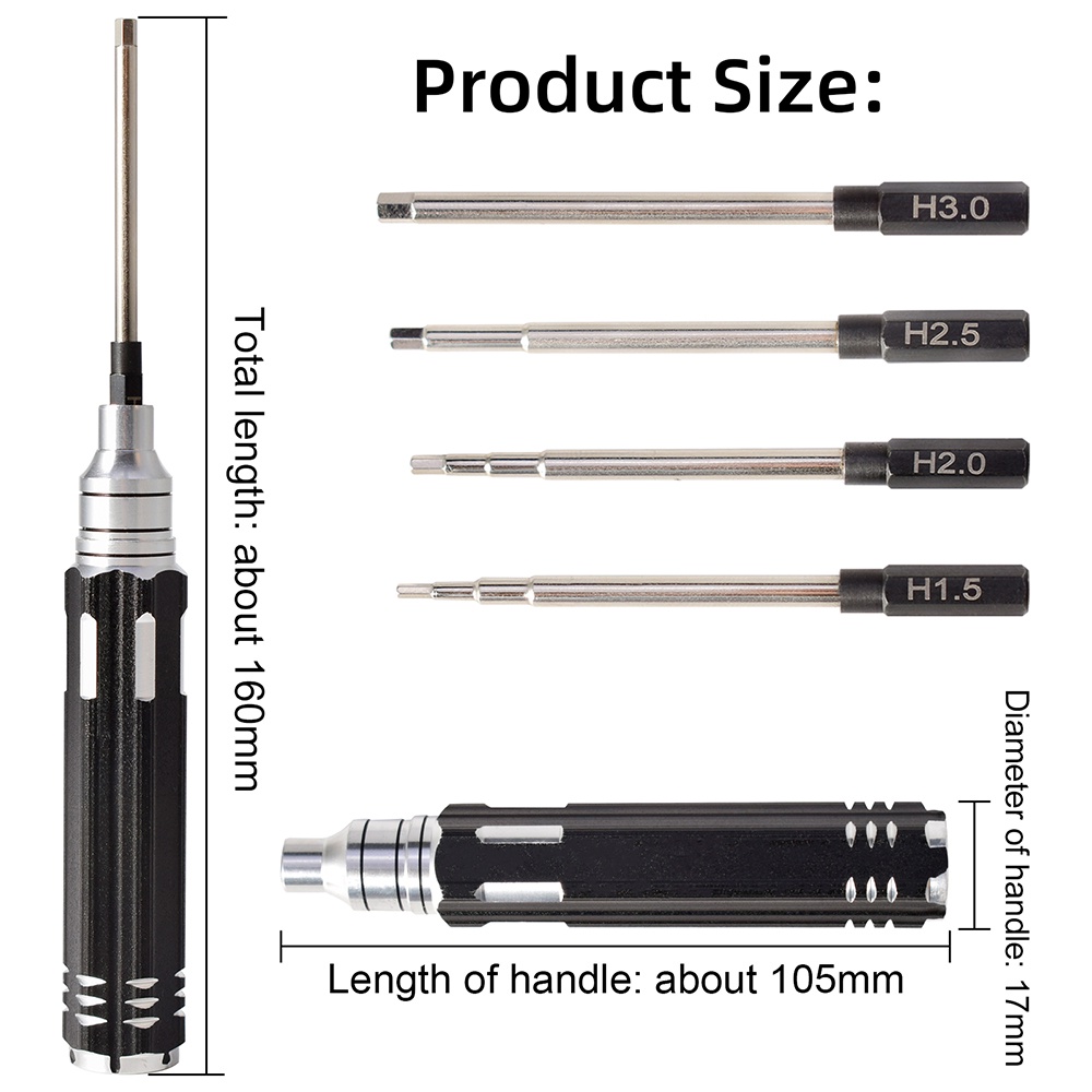 4 in 1 1.5mm 2.0mm 2.5mm 3.0mm Hex Screwdriver Metal Tool Kit Set for ...