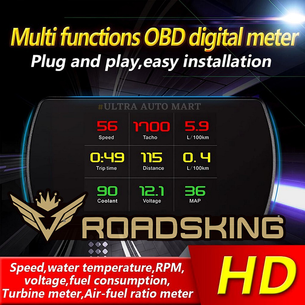 obd2 meter ROADSKING RS-03 - OBD II DIGITAL METER / SMART HUD / OBD2 ...