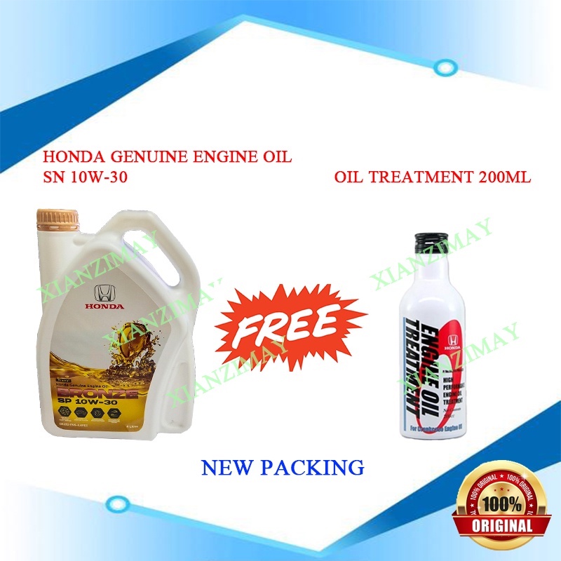 HONDA Genuine 10W30 ENGINE OIL 4L + FOC OIL TREATMENT 1 BOTOL 200ML ...