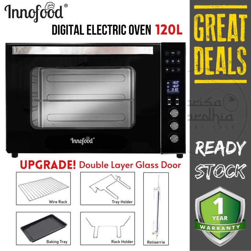 Innofood CL120B (120L) Digital Electric Oven Double Layer Glass Door ...