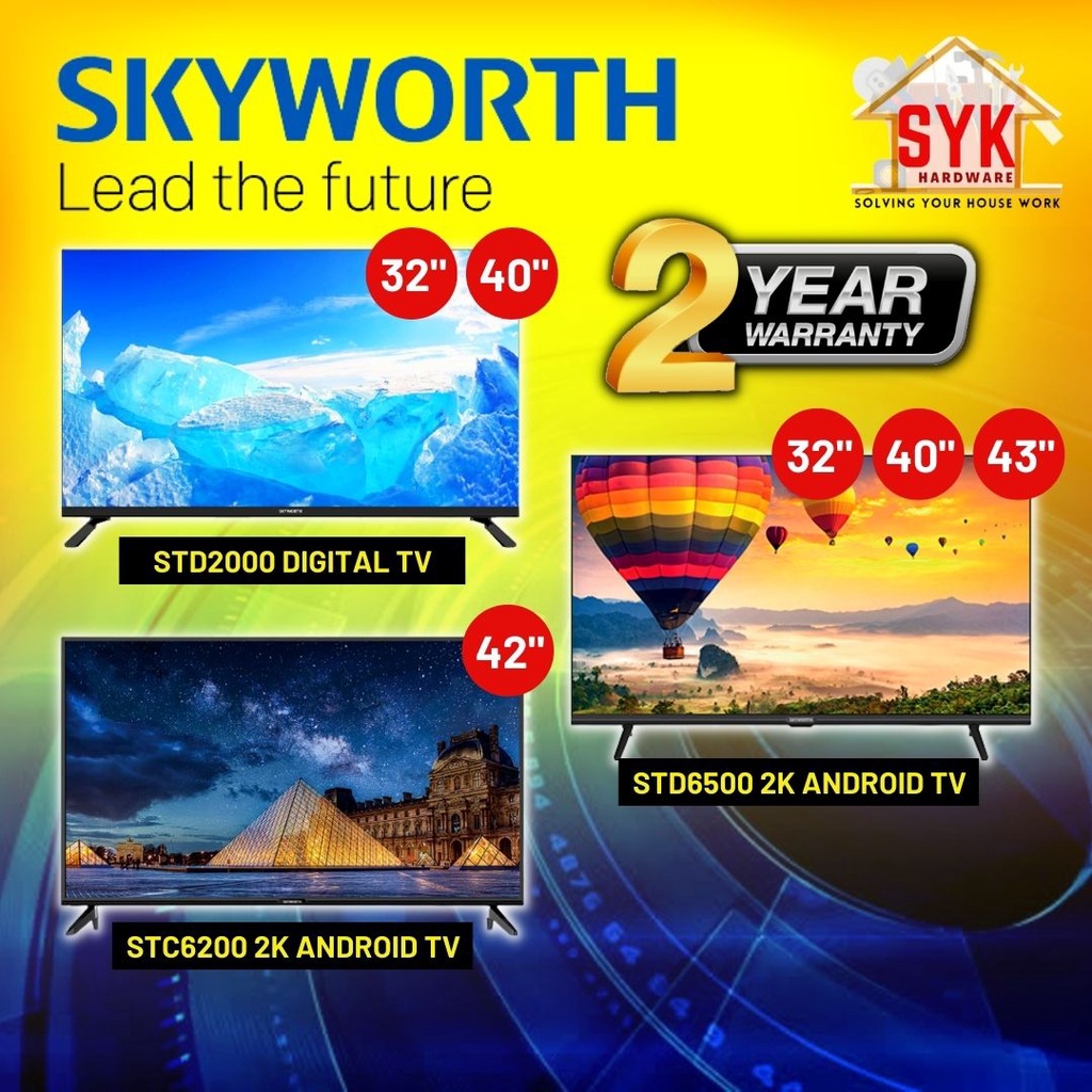 SYK SKYWORTH 32/40/42/43 Inch STD2000 Digital LED TV STD6500 STC6200 ...