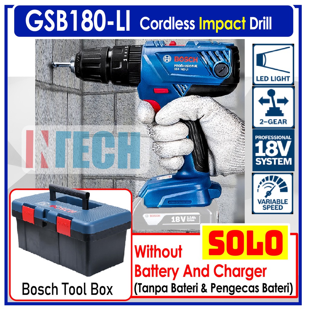 BOSCH GSB180-LI(SOLO) CORDLESS IMPACT DRILL ** WITHOUT BATTERY AND ...