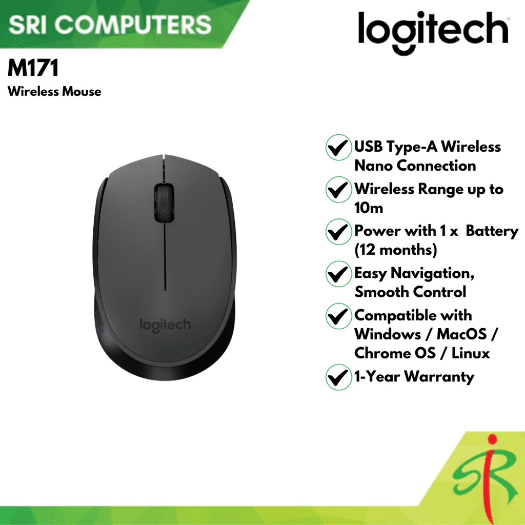 Logitech M171 Reliable Wireless Mouse (1-YEAR WARRANTY) | Shopee Malaysia
