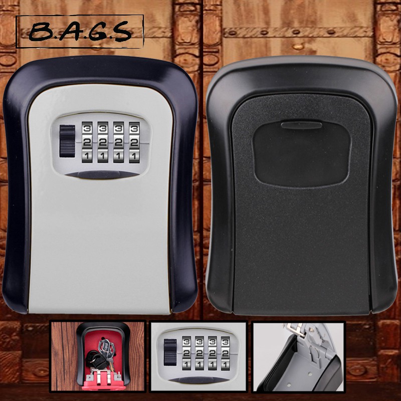 TheBags Wall Mounted Metal Key Box 4 Digit Code Combination Password ...