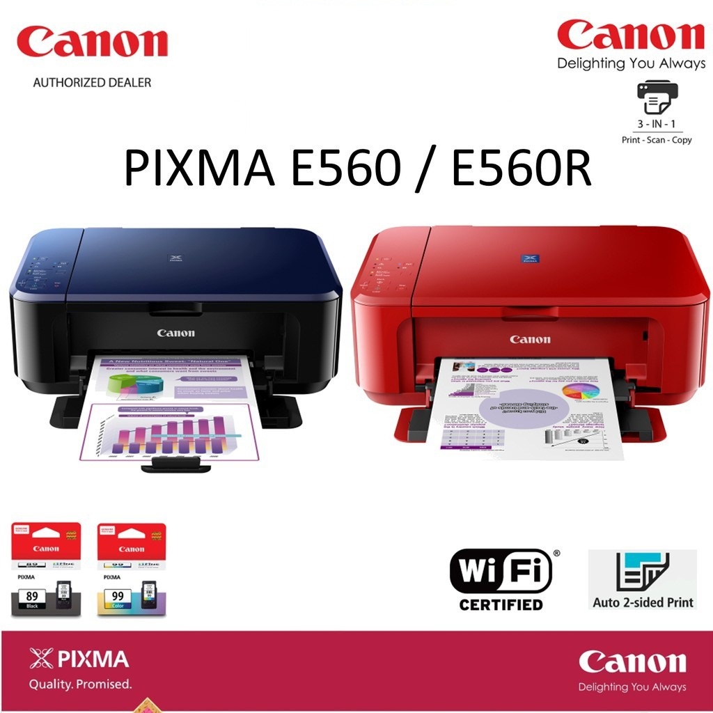CANON E560 BLACK / RED PRINTER ALL-IN-ONE PRINT , SCAN , COPY , WIFI ...