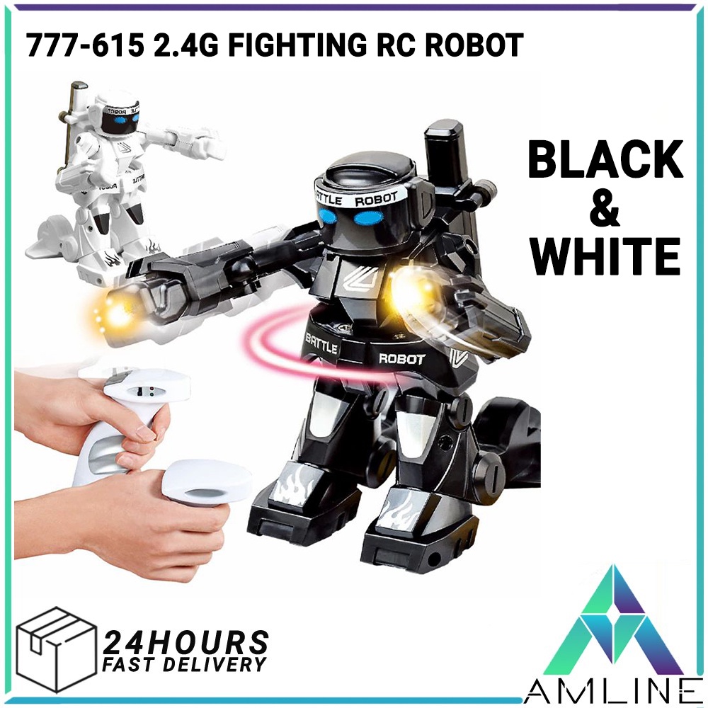 2.4G Battle Boxing RC Robot Toy Set In Black & White For Kids-Body ...