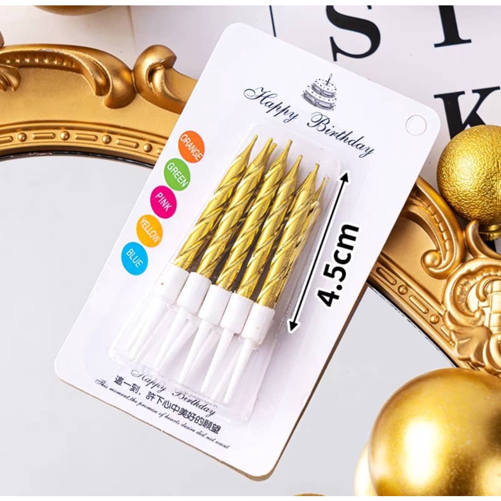 [READY STOCK] 10pcs/set Candle Golden Birthday Cake Candles Cake ...