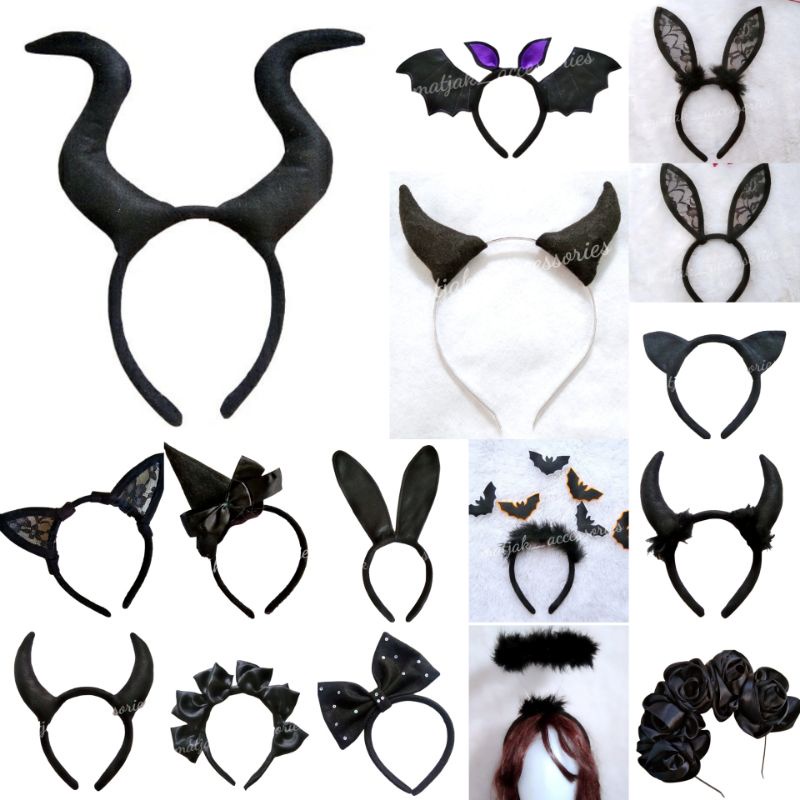 HITAM Halloween Inspired Black Headband Halloween Maleficent Stick Tail ...