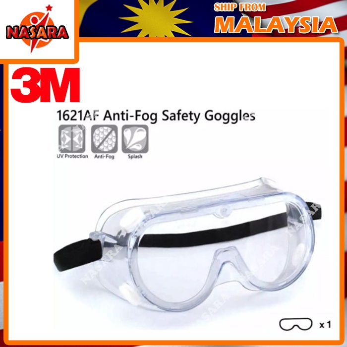 NASARA - 3M 1621AF Safety Goggles Anti Fog [Clear/ Transparent ...