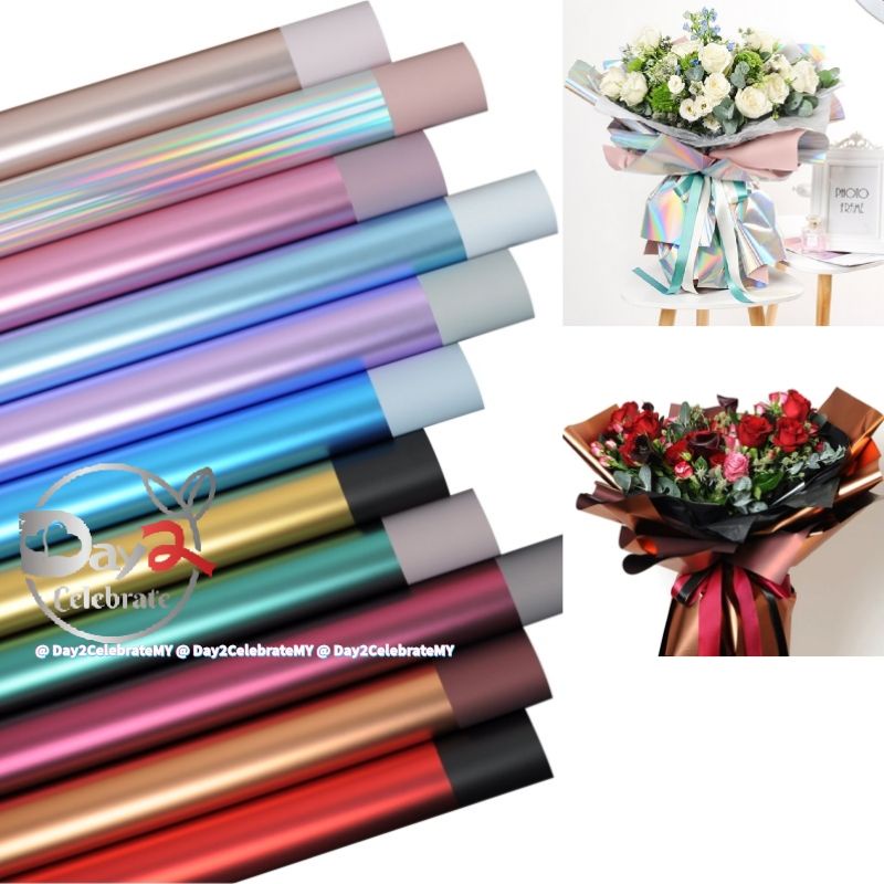 20pcs Two Tones(2Tones)Shinning Chrome Leser Wrapping Paper Waterproof ...