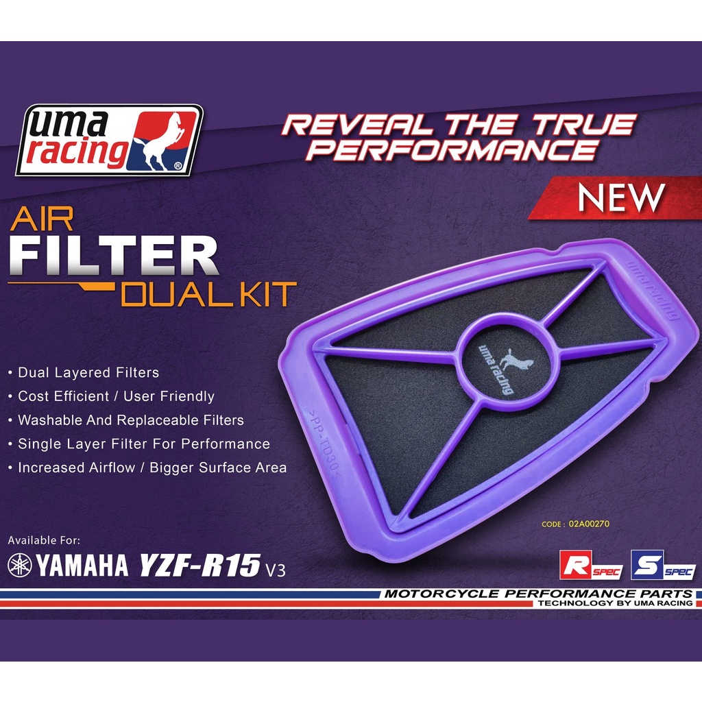 Uma Racing Air Filter Yamaha R15 V3 MT-15 MT15 100% Original Genuine ...