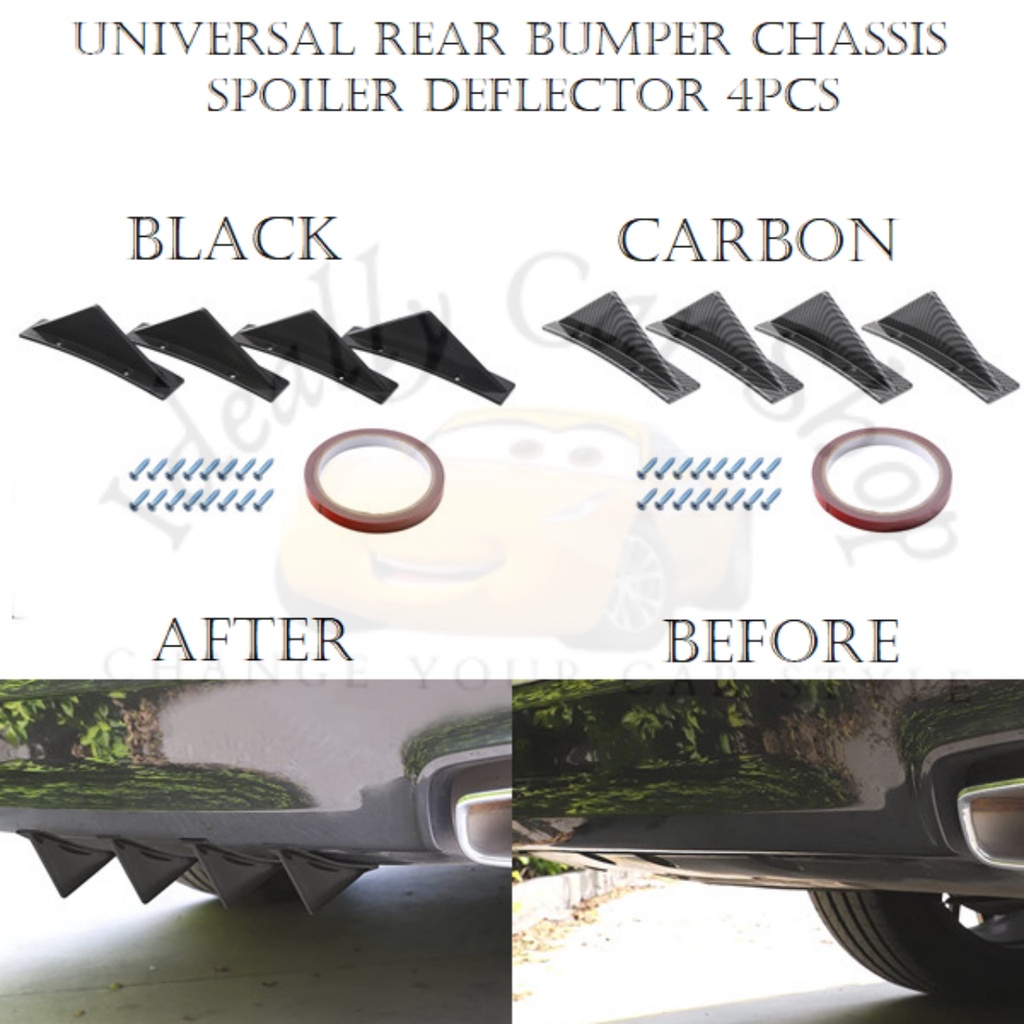 Ideally Universal Rear Bumper Chassis Spoiler Deflector Black/Carbon ...