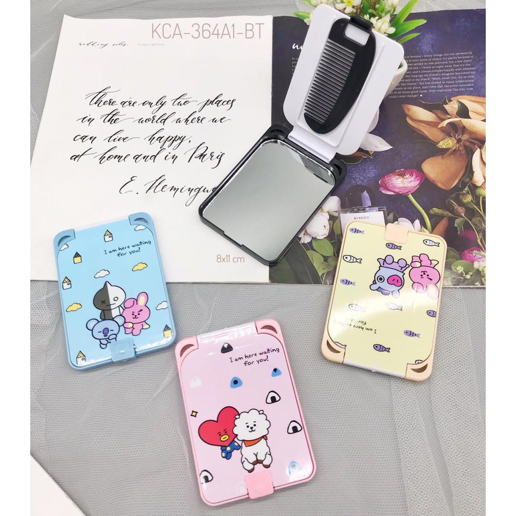 V-001 BT21 Comb Glass Mirror Set/BT21 Makeup Mirror/Bts Glass | Shopee ...