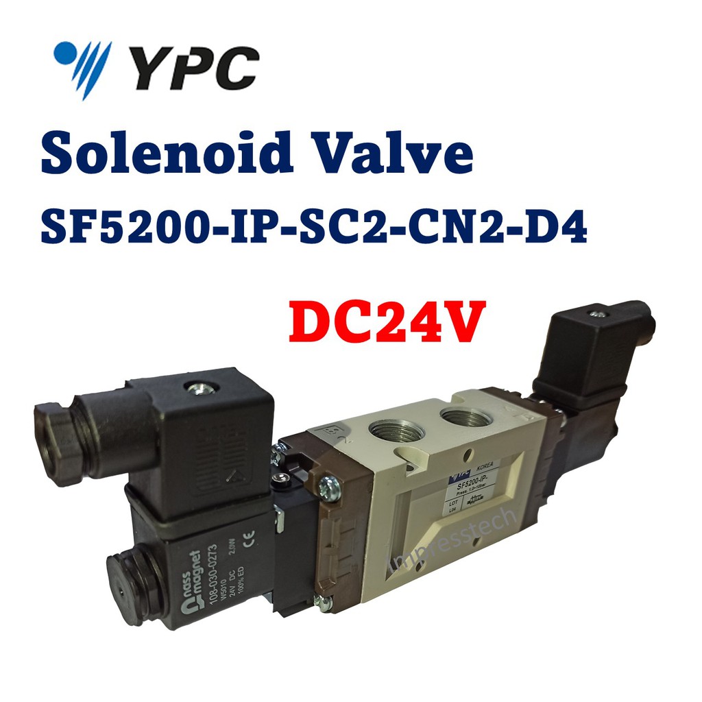 [All Voltage Available] YPC 3/8" 5/2 Double Solenoid Valve SF5200-IP ...